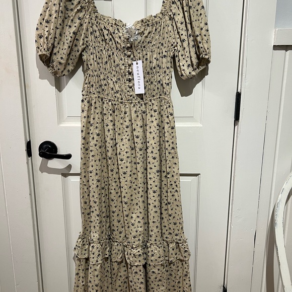 Neuflora | Dresses | Floral Midi Dress In Cream By Neuflora | Poshmark